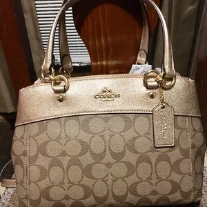 Coach | Bags | New Coach Small Tote Pink Brown Gold | Poshmark